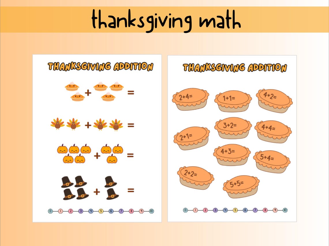 Thanksgiving Math, Math Activity for Kids, Preschool Activity, Math ...