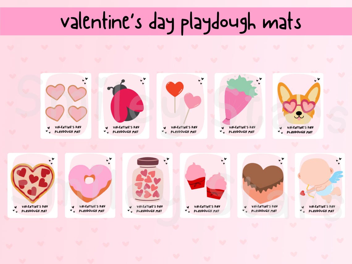 Valentine's Day Activity for Kids, Valentine's Day Playdough Mats ...