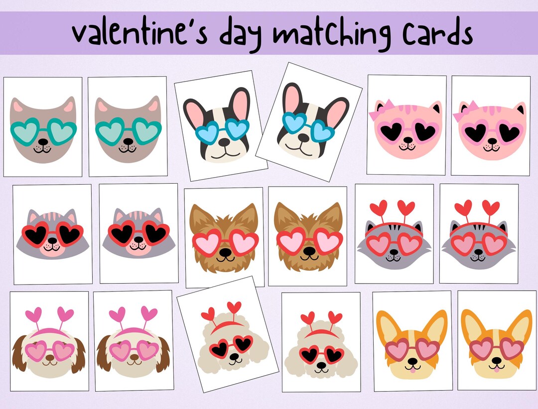 Valentine's Day Activity for Kids, Matching Cards, Memory Cards ...