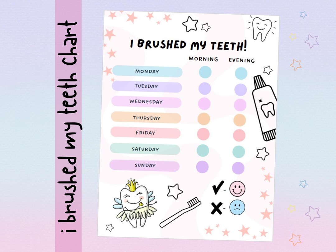 I Brushed My Teeth Chart, Teeth Brushing Chart, Teeth Brush Tracker - Etsy