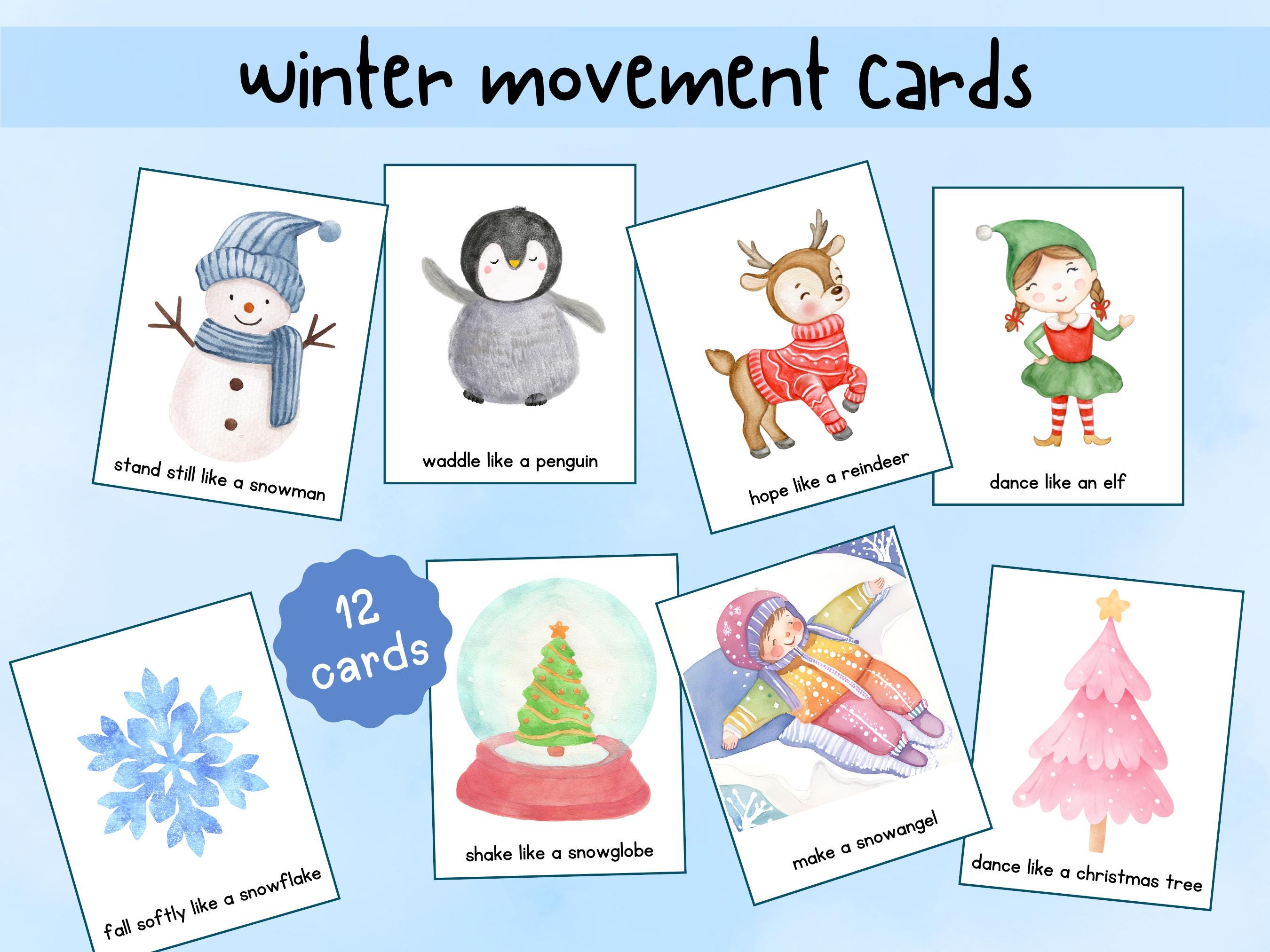 Winter Movement Cards, Christmas Activity for Kids, Action Cards for ...