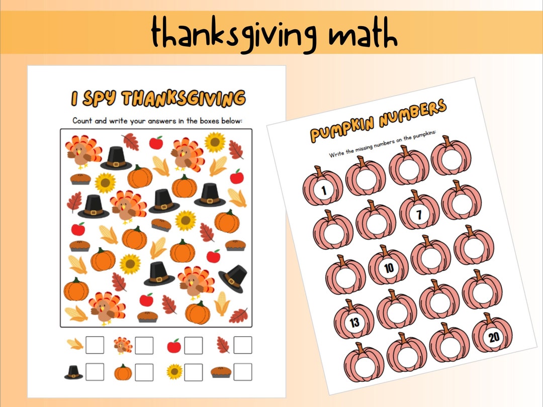 Thanksgiving Math, Math Activity for Kids, Preschool Activity, Math ...