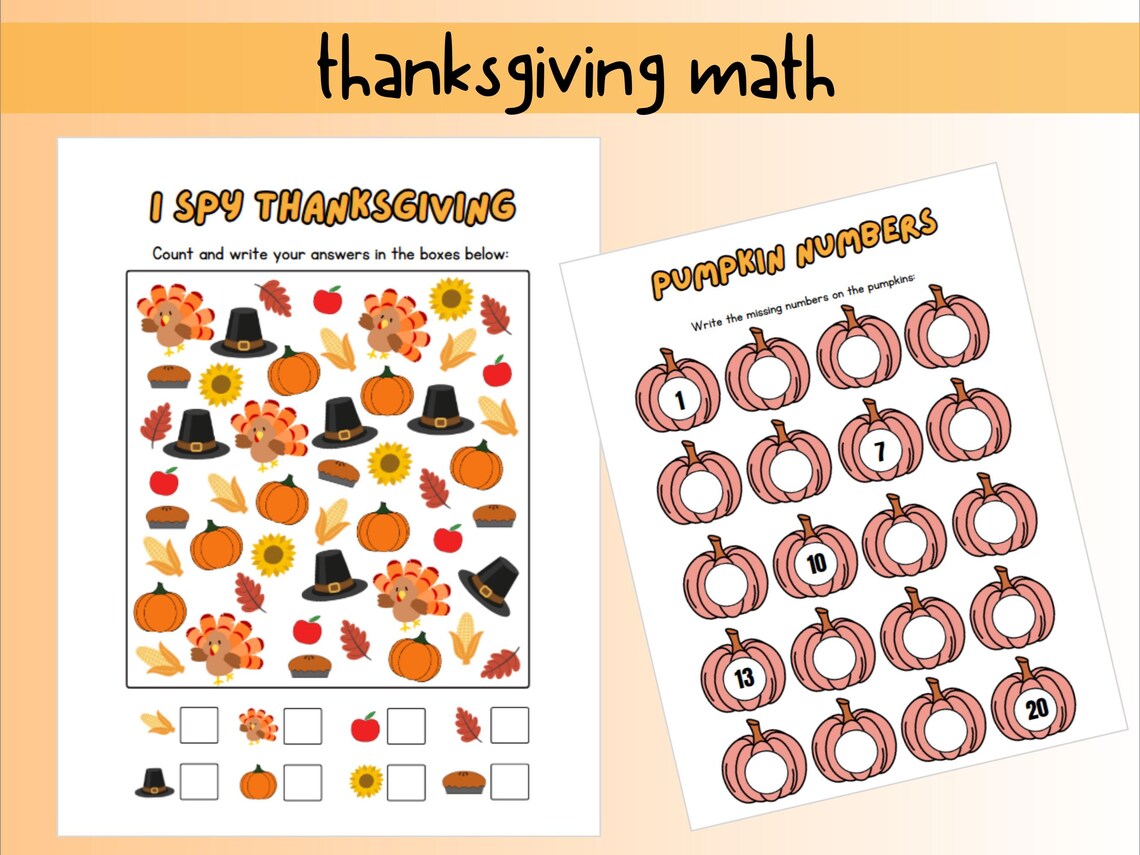 Thanksgiving Math, Math Activity for Kids, Preschool Activity, Math ...