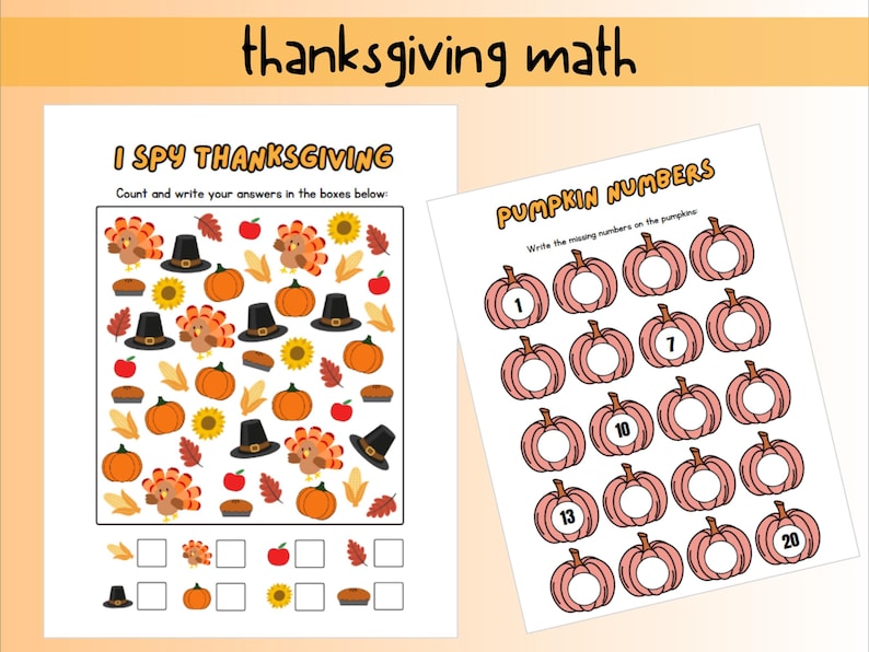 Thanksgiving Math, Math Activity for Kids, Preschool Activity, Math ...