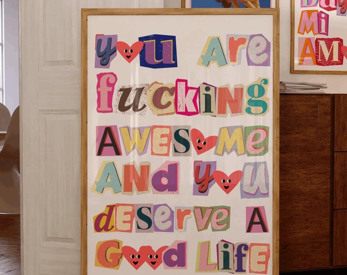 Magazine Lettering Print, Typography Poster, Girly Wall Art, Retro ...