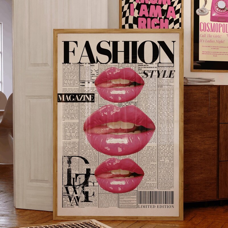 Pink Lips Poster - Etsy