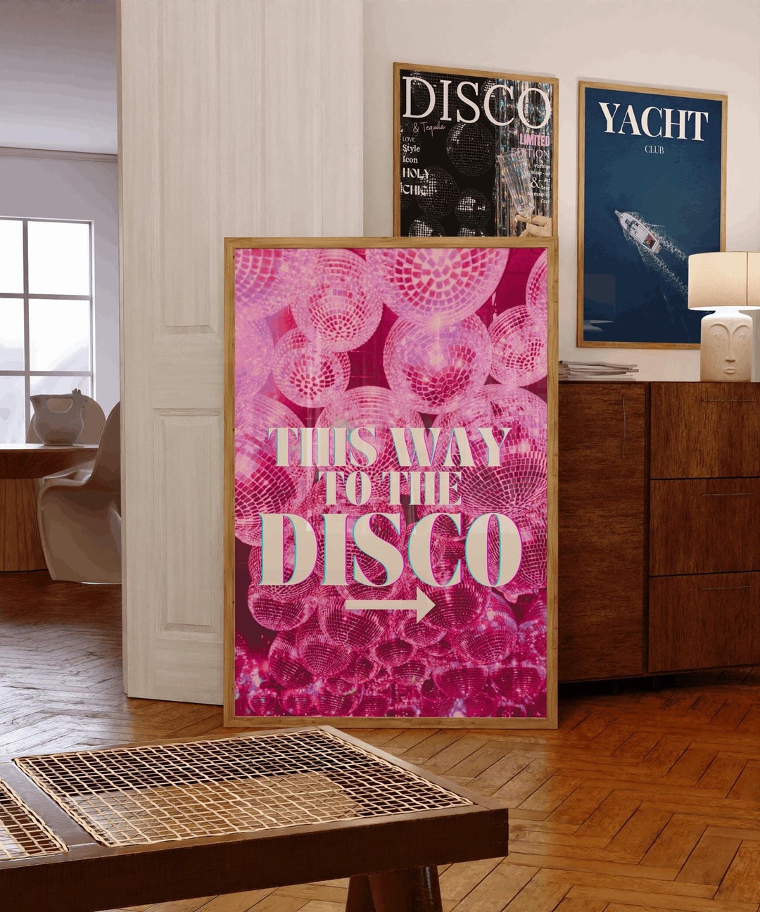 Pink Disco Poster, 70s Wall Print, Typography Print, Preppy Art, Party ...