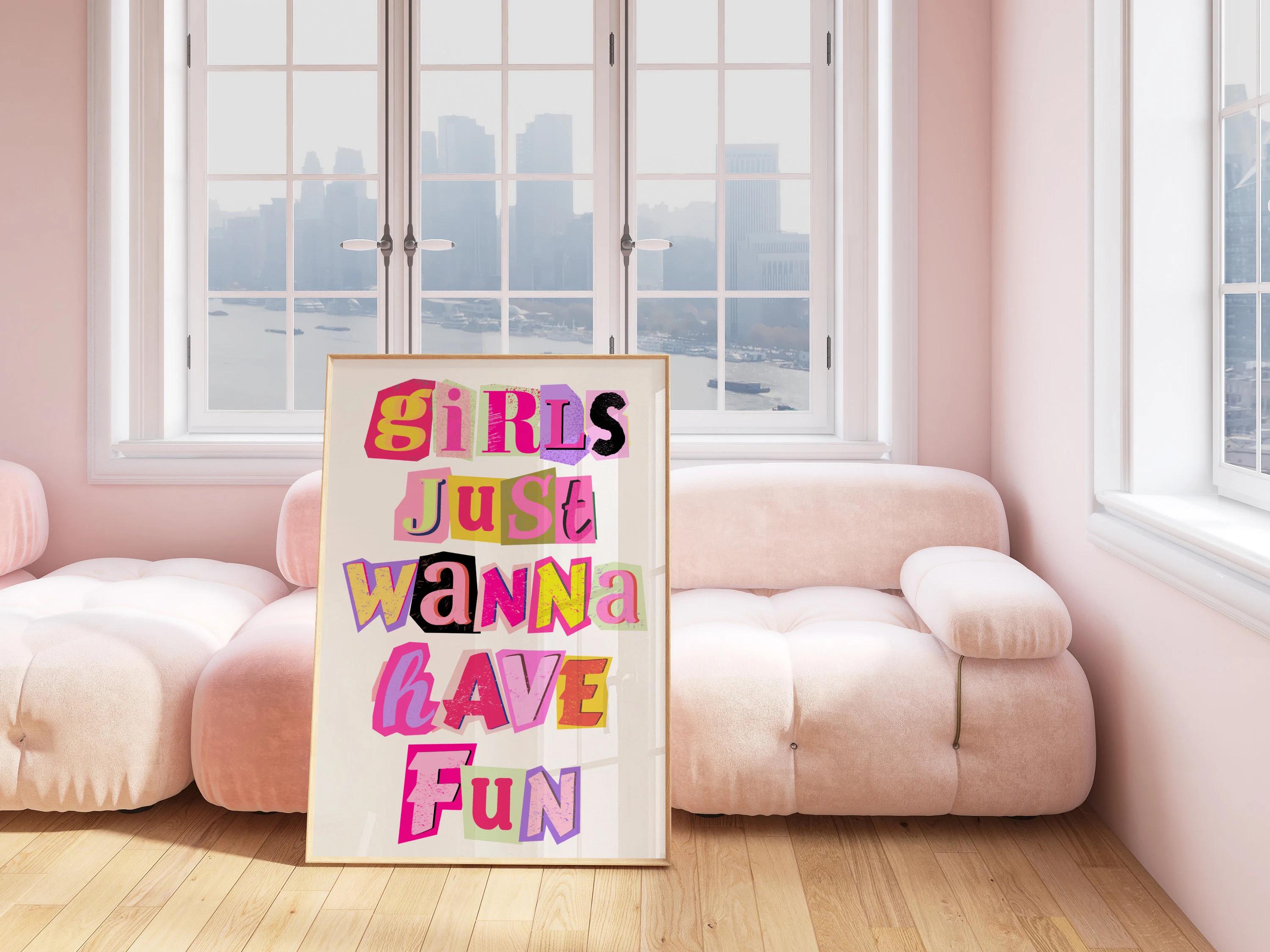 Pink Typography Print, Magazine Letter, Funky Prints, Girly Wall Art ...