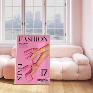 Pink Fashion Magazine Cover Art Print: Girly Preppy Decor (digital ...