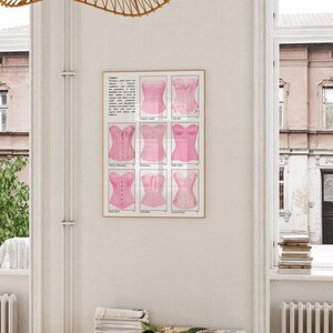 Pink Corset Chart Poster: Vintage Fashion Wall Art (digital Download ...