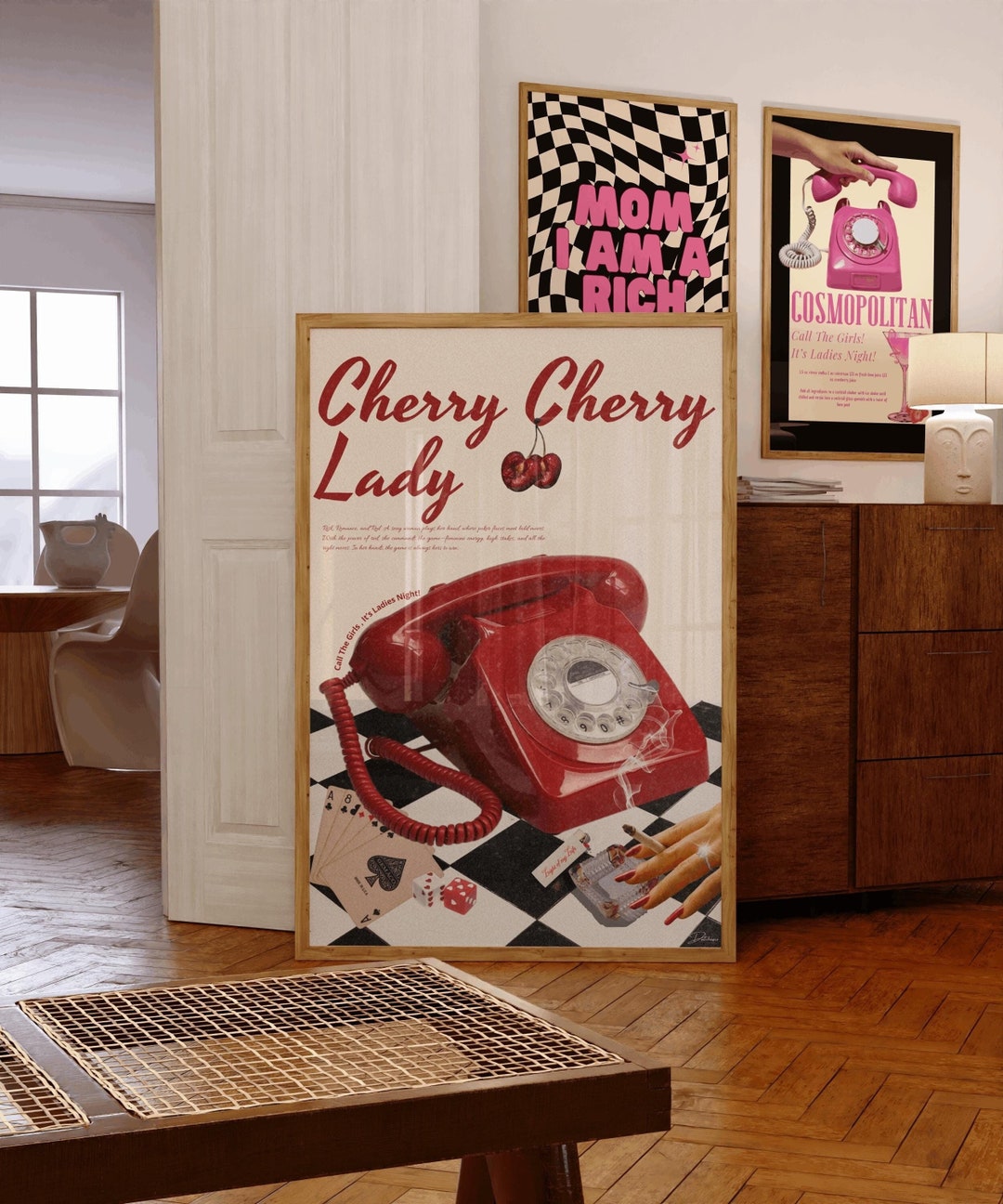Cherry Poster Red Wall Art 70s Print Preppy Dopamine Decor Girly Prints ...