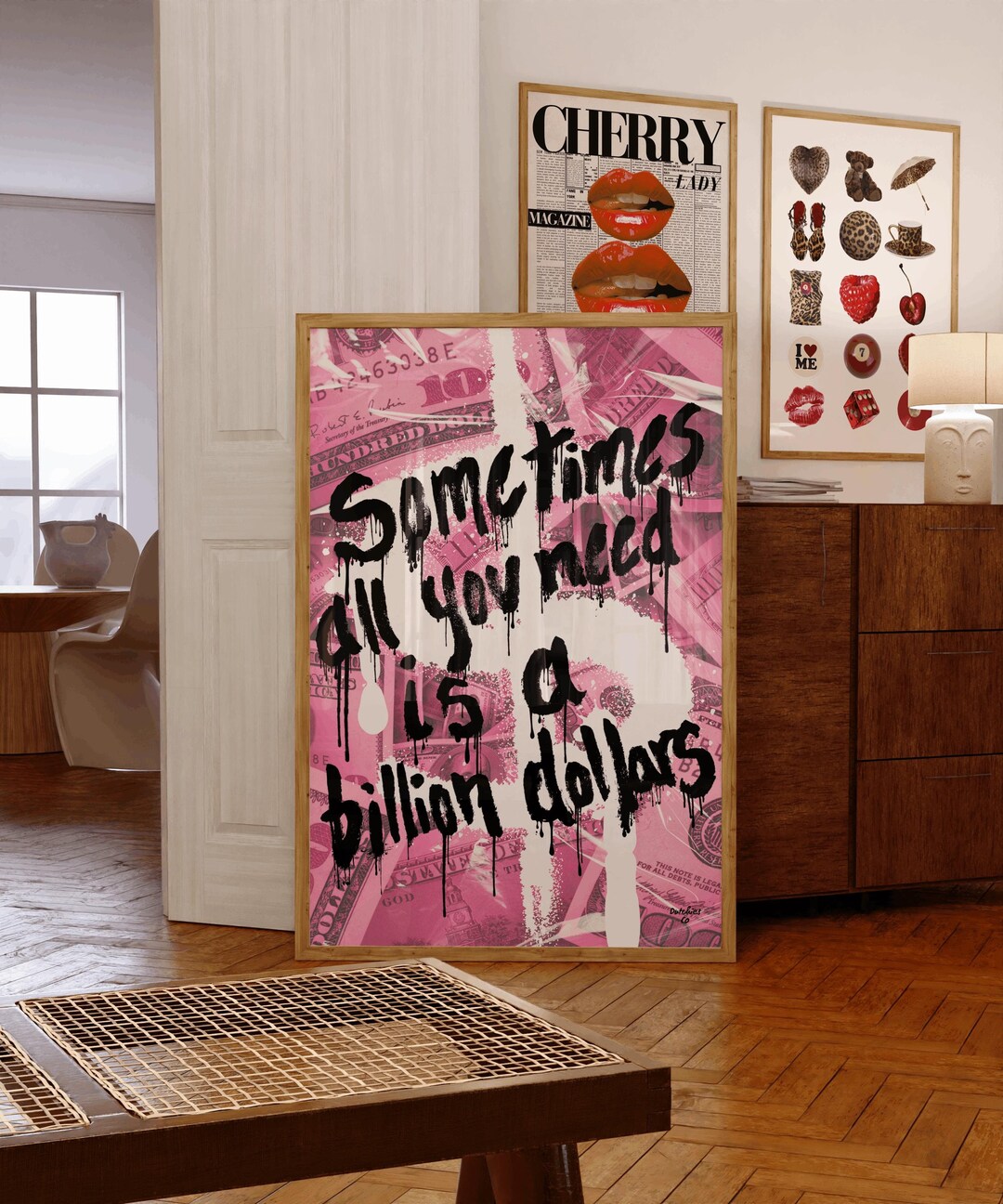 Money Poster: Pink Dollar Bills, Trendy Wall Art (digital Download) - Etsy