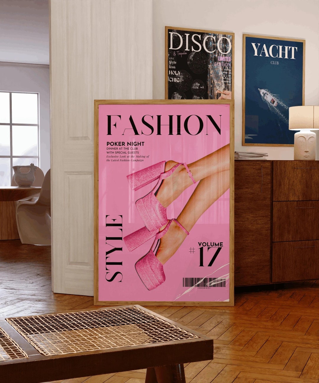 Pink Magazine Cover Poster, Fashion Print, Pink Shoes Print, Preppy Art ...