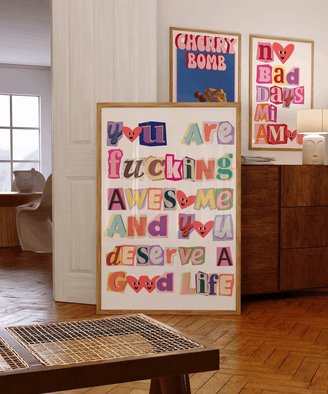 Magazine Lettering Print, Typography Poster, Girly Wall Art, Retro ...