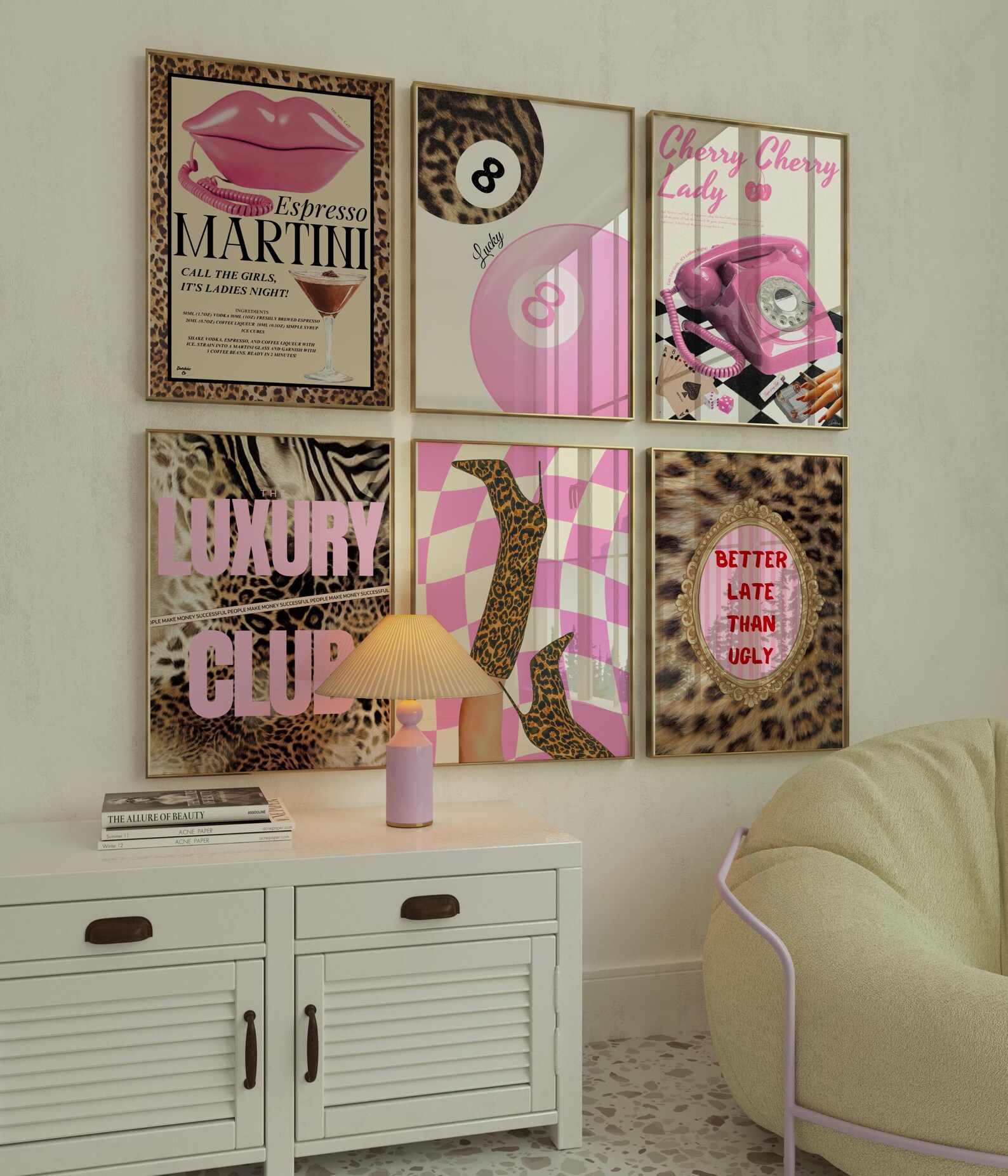 Preppy Girly Poster Set: Leopard Print, Retro Fashion (digital Download ...
