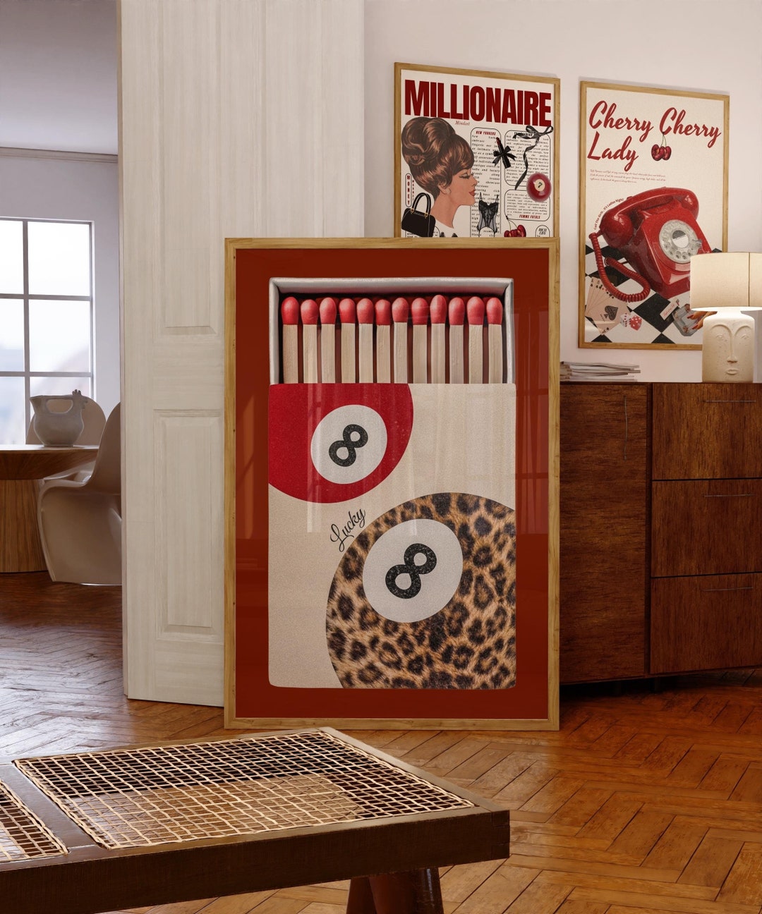 Vintage Matchbox Print Red Leopard Matchbook Wall Art Cheetah Print ...