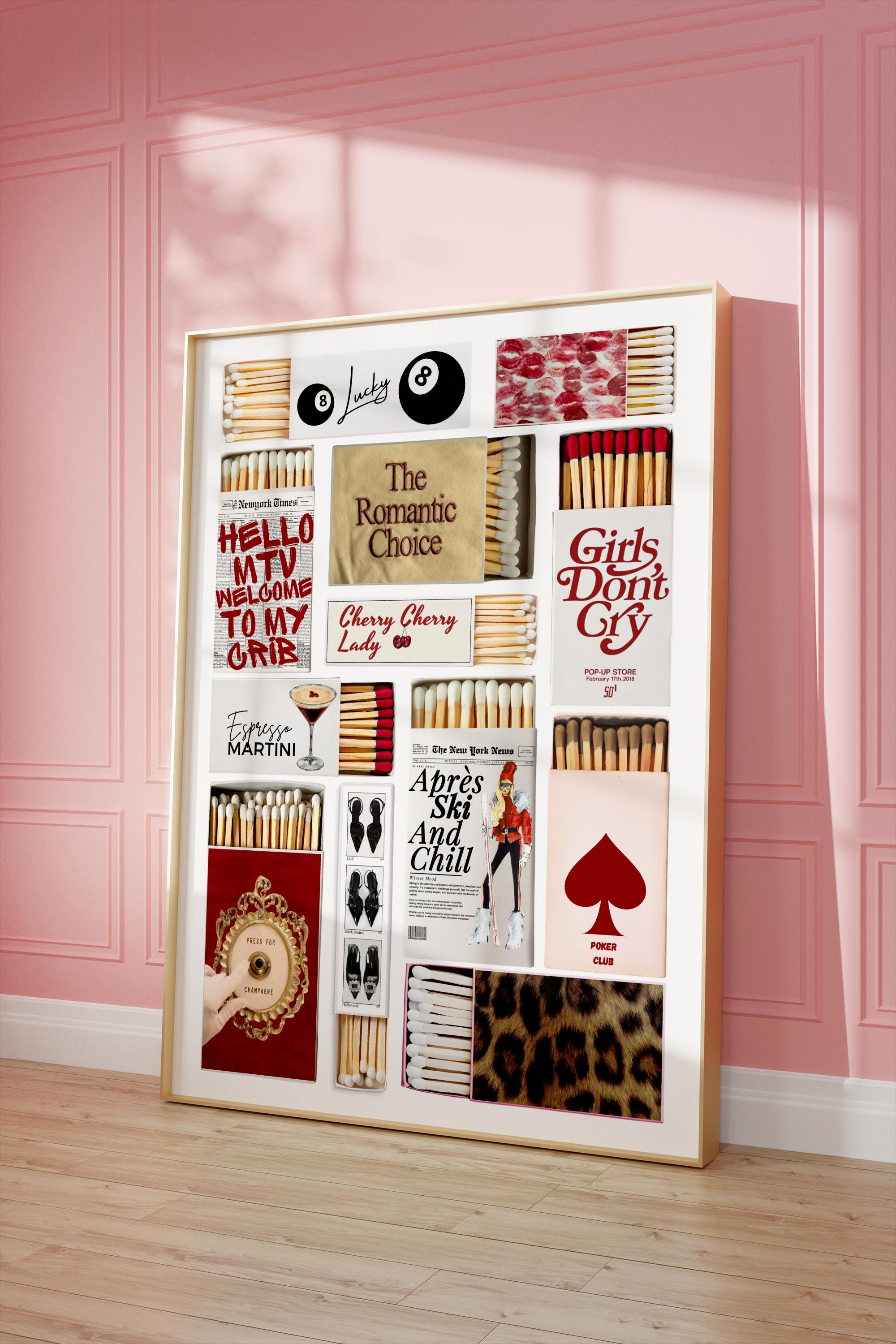 Vintage Matchbox Print Red Matchbook Art Retro Bar Cart Decor Apartment ...