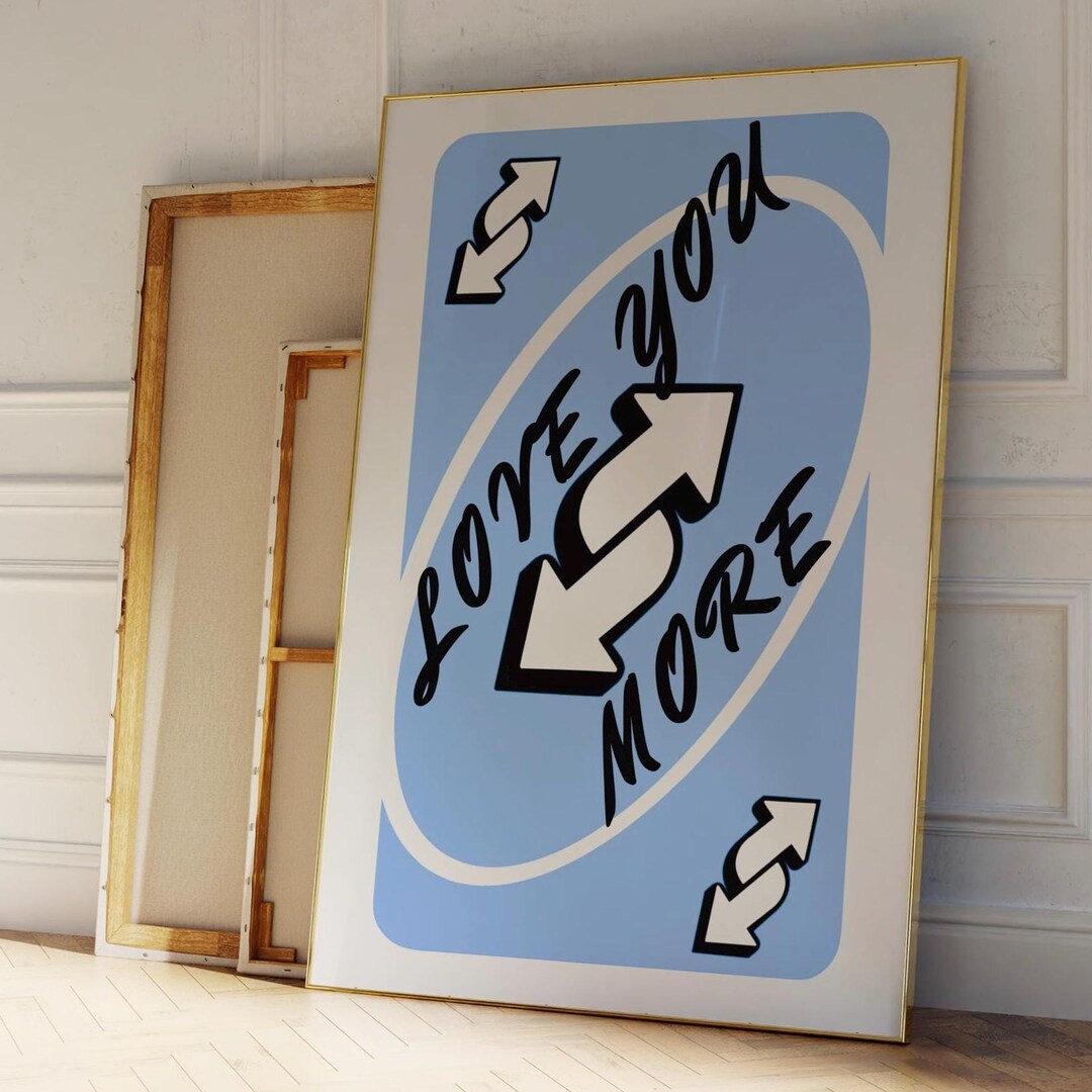 Blue Playing Card Poster Unique Wall Decor Lucky Print Uno Card Trendy ...