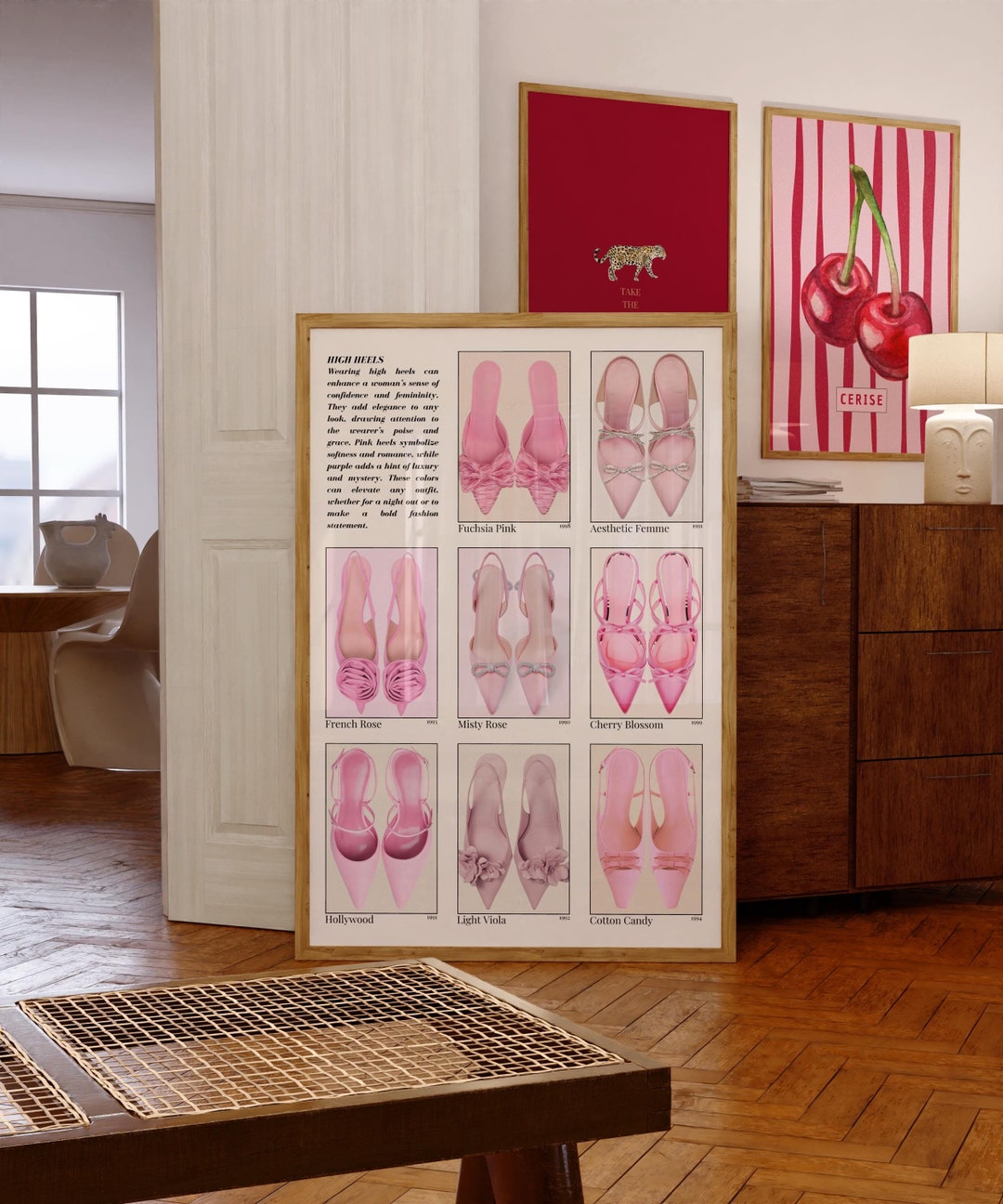 Retro Pink Shoes Magazine Cover Print: Girly Fashion Wall Art (digital ...