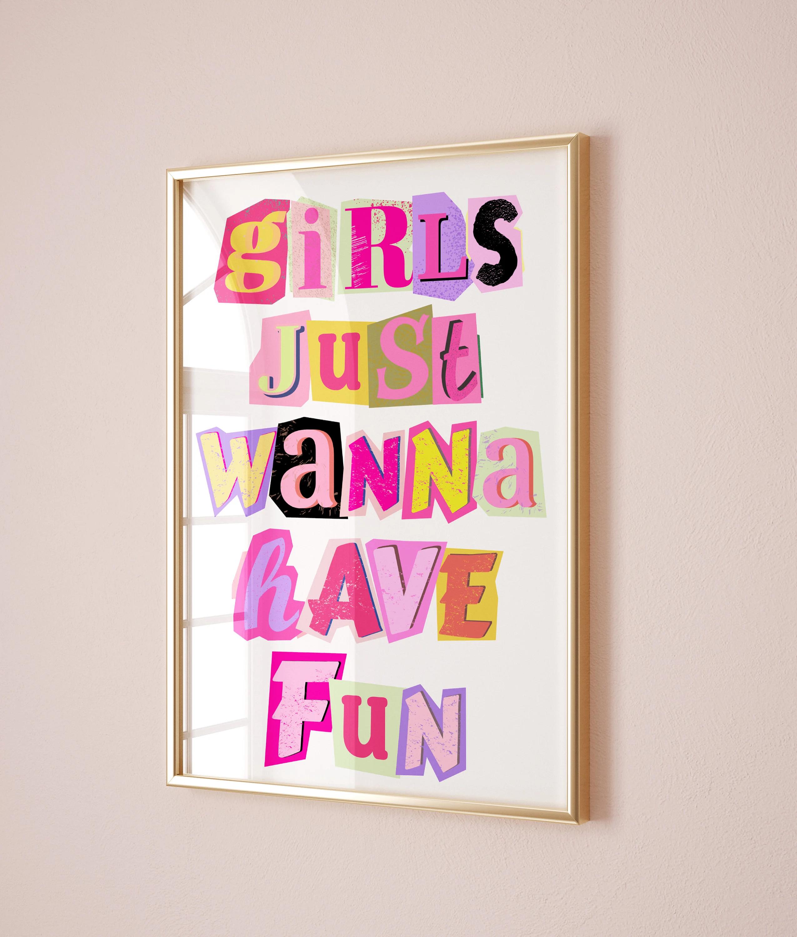 Pink Typography Print, Magazine Letter, Funky Prints, Girly Wall Art ...