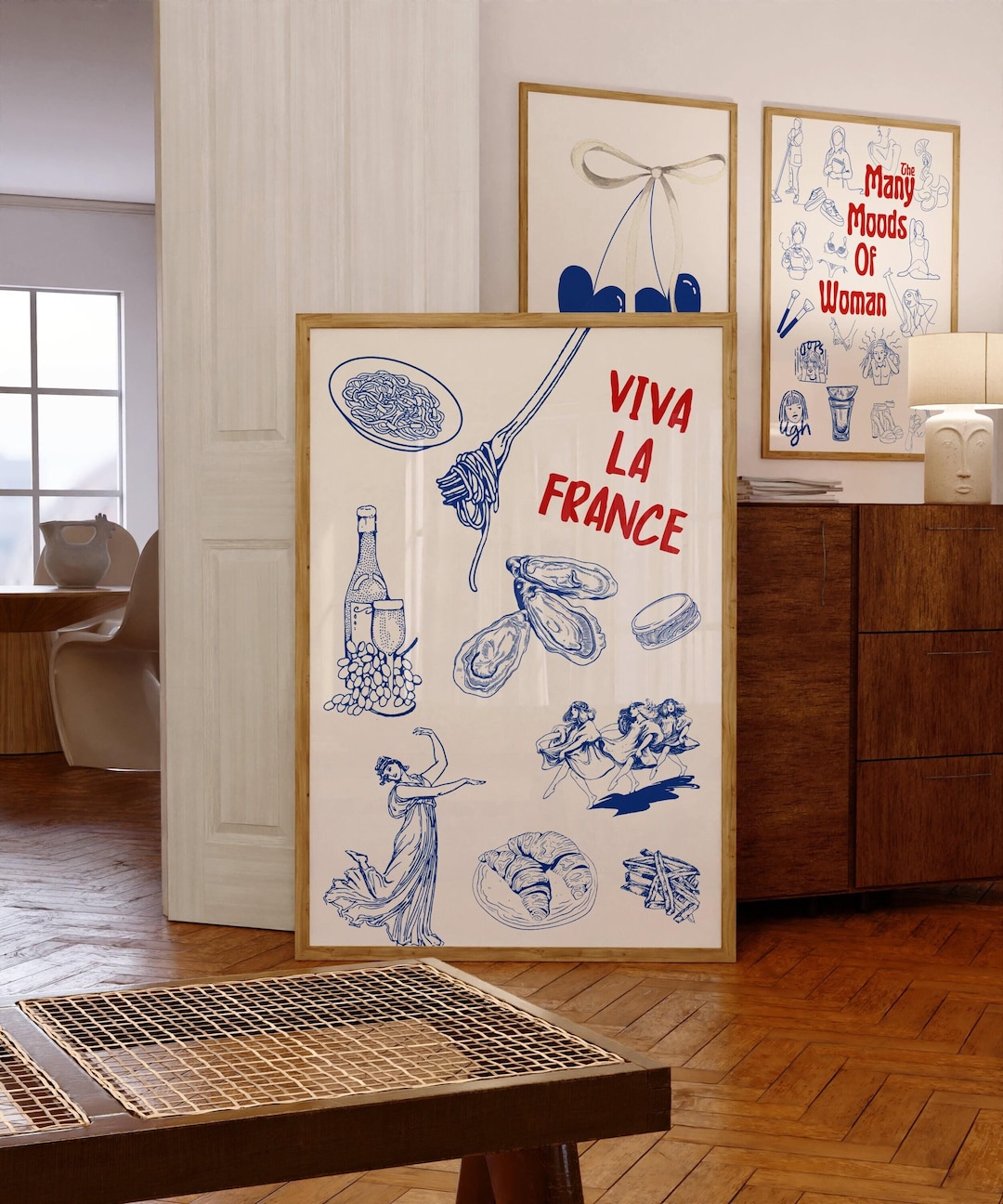 Retro French Food Poster: 70s Kitchen Line Art (digital Download) - Etsy
