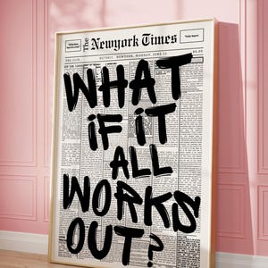 Positive Quote Newspaper Print: Black & White Dorm Decor (digital ...