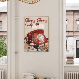 Cherry Poster Red Wall Art 70s Print Preppy Dopamine Decor Girly Prints ...