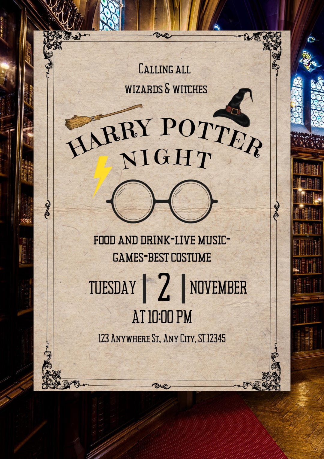 Harry Potter Party Invitation Editable Canva Template Harry Potter ...