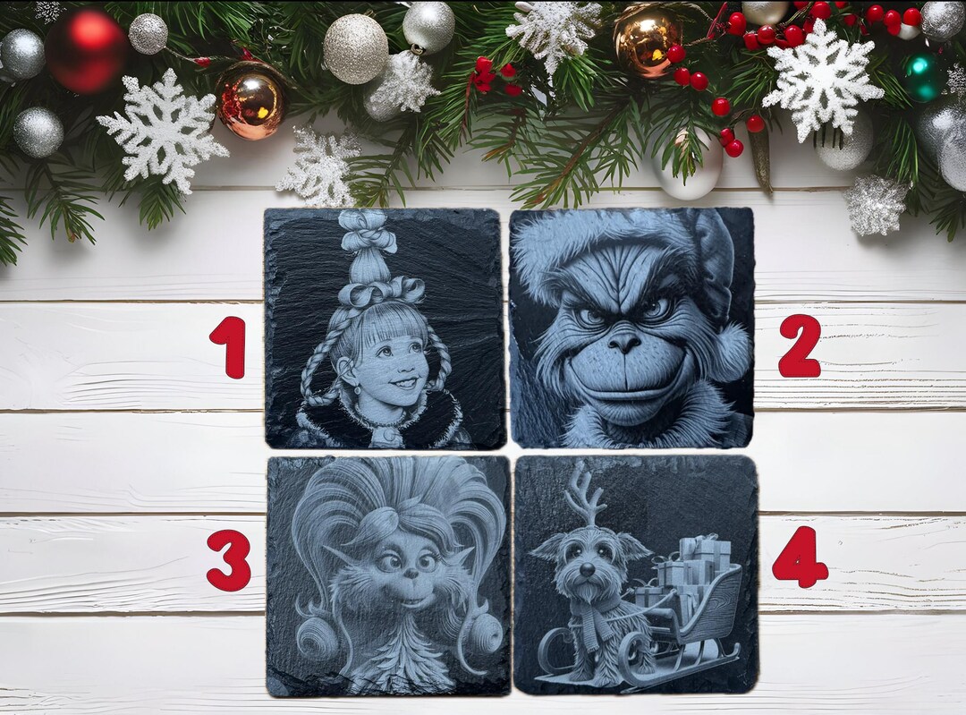 The Grinch Slate Coasters, Choose an Individual One or Buy Four for a ...