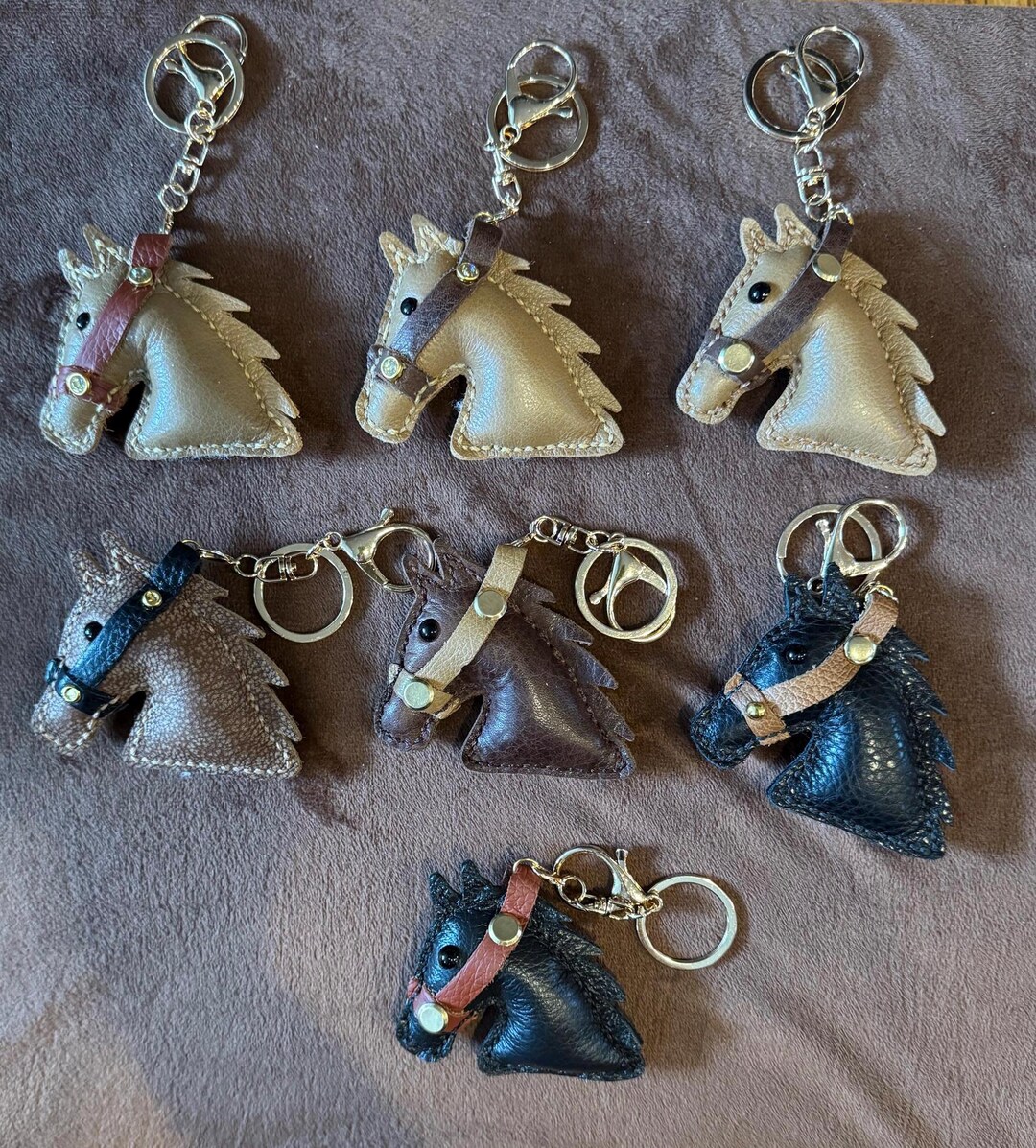 Leather Horse Head Keychain - Custom Equestrian Charm ...