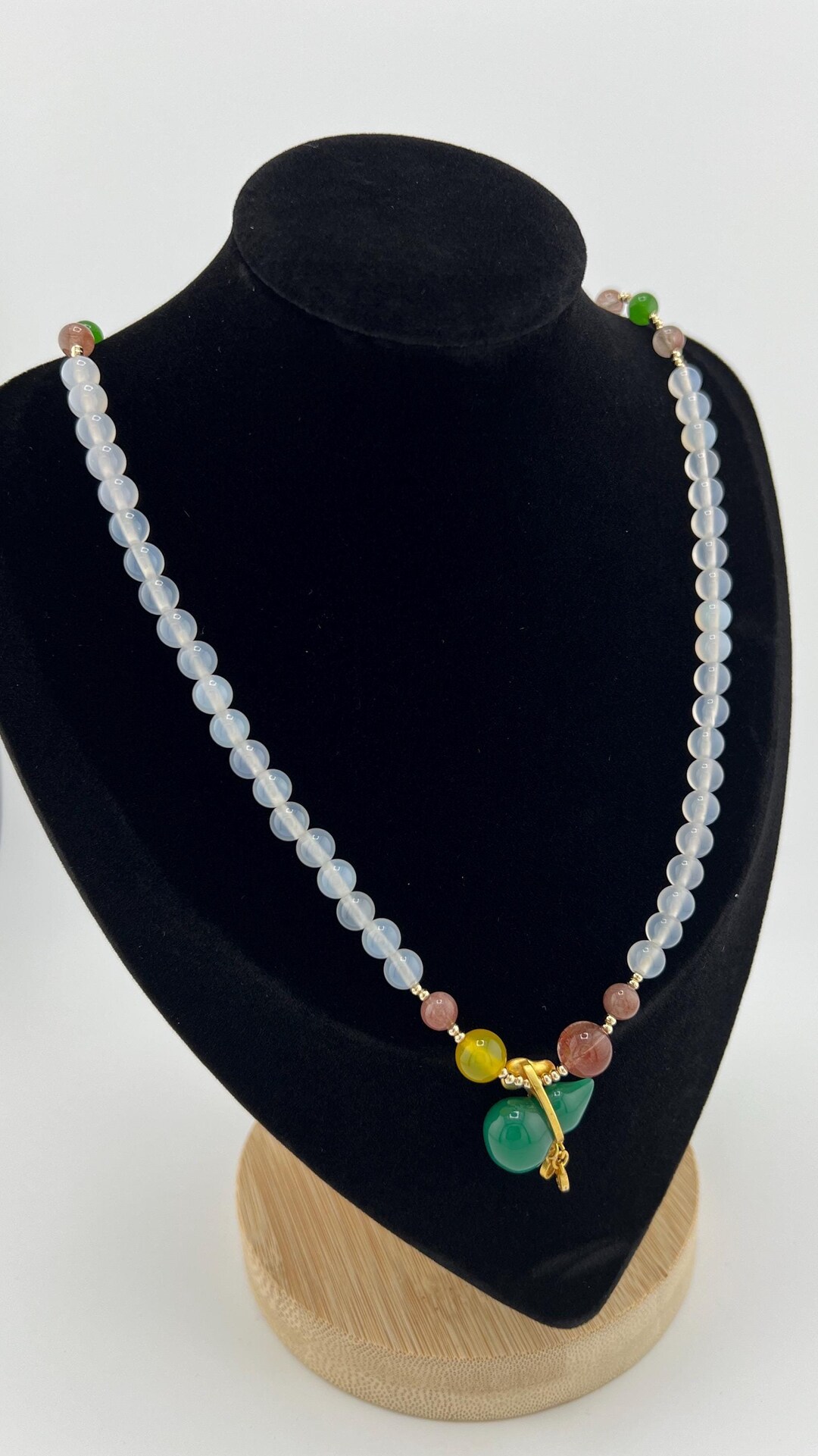 Ethereal Elegance: One of the Kind Premium Agate, Hair Quartz and Jade ...