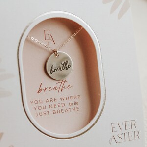 Breathe Script Necklace, Simple Disc Jewelry, Meaningful Gift for ...