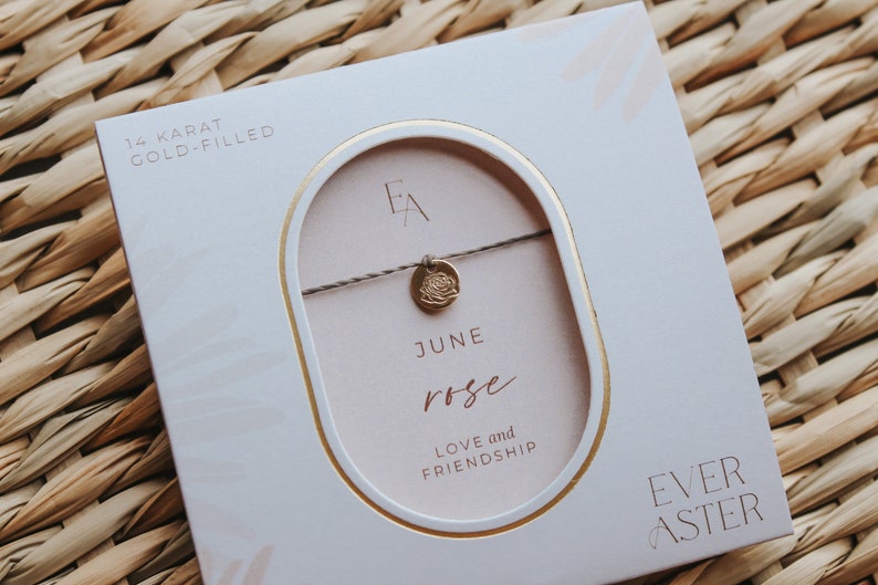 Rose Bracelet June Birth Flower Jewelry Gift for Bridesmaids | Etsy