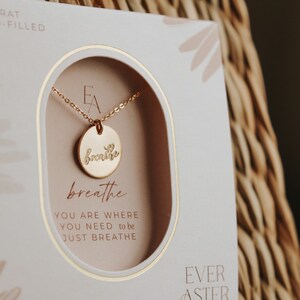 Breathe Script Necklace, Simple Disc Jewelry, Meaningful Gift for ...