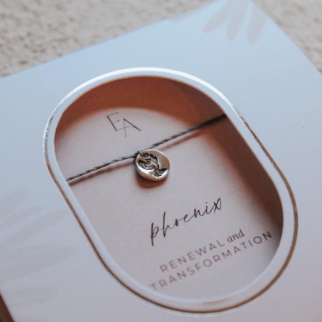 Phoenix Bird Cord Bracelet: Sterling Silver Charm, Adjustable Fit - Etsy