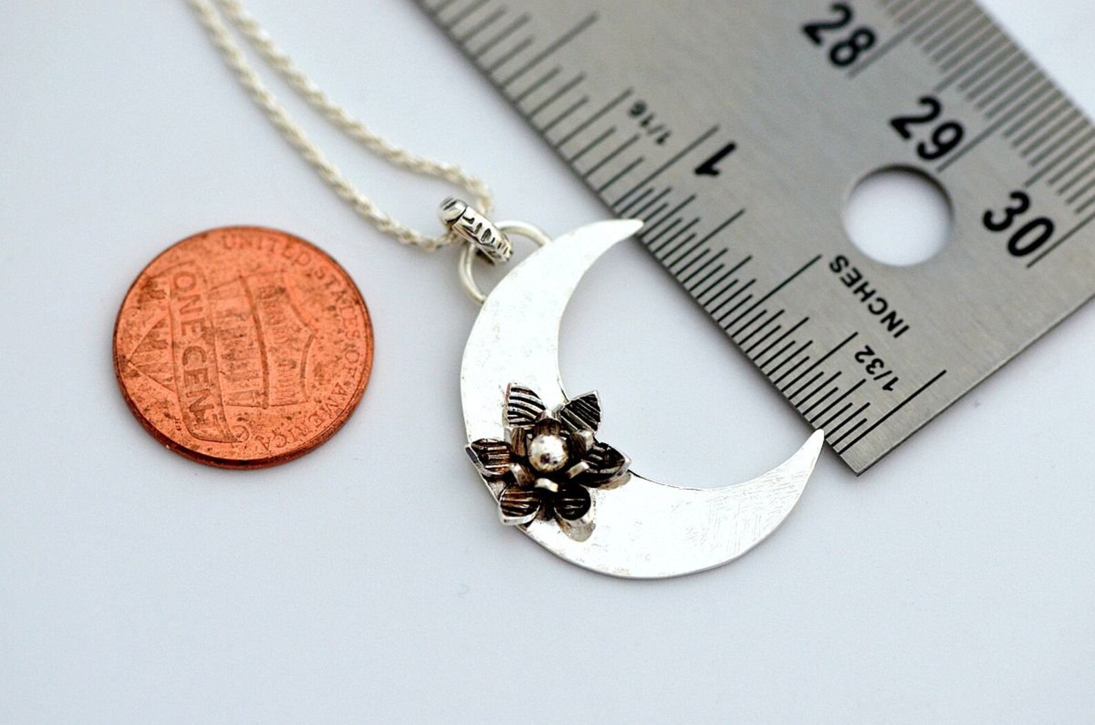 Sterling Silver Half Moon Necklace Moon Pendant Crescent Moon Necklace ...