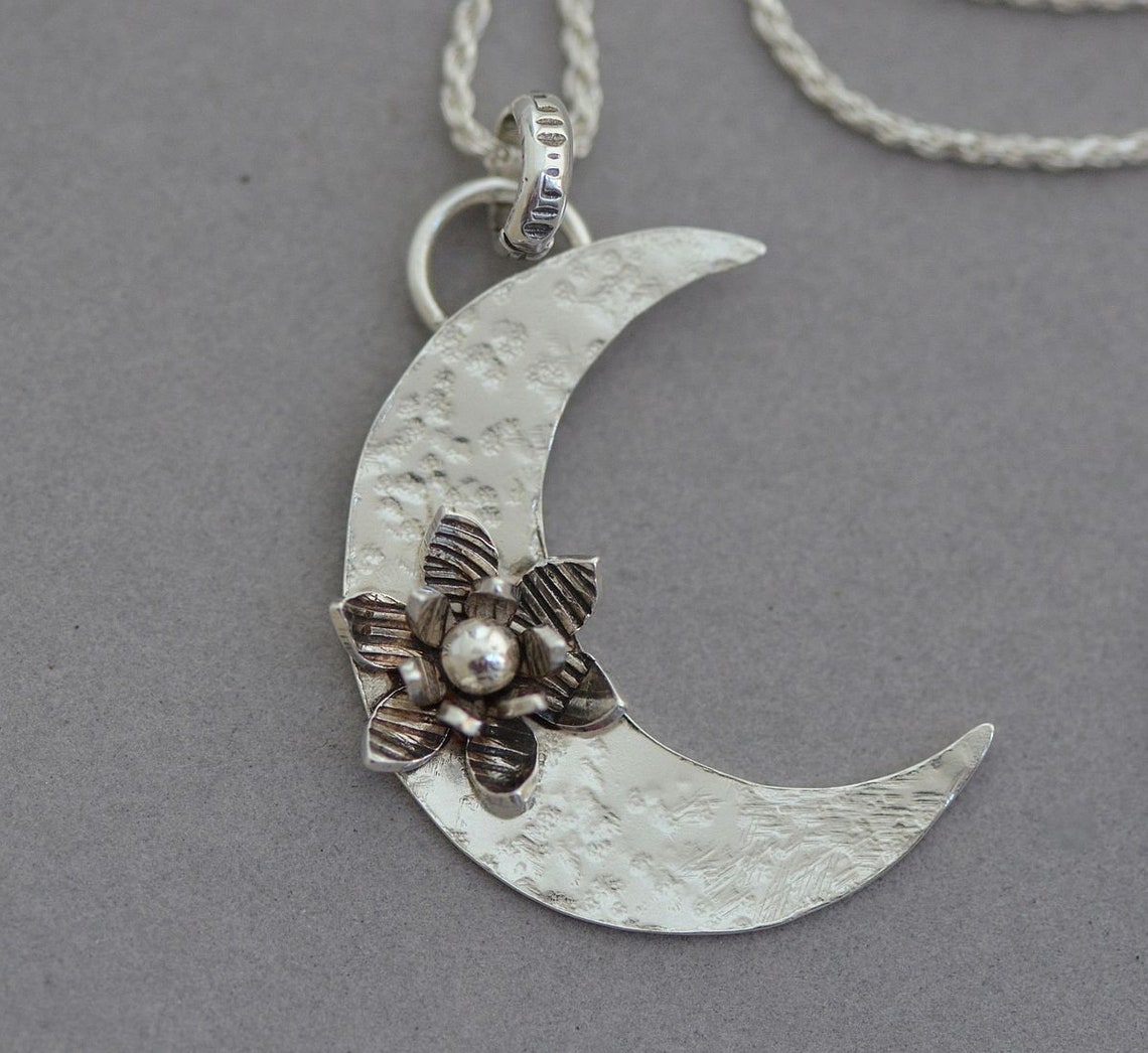 Sterling Silver Half Moon Necklace Moon Pendant Crescent Moon Necklace ...