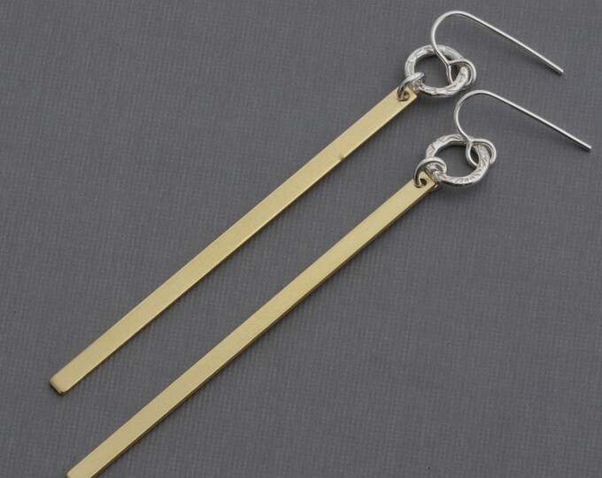 Long Line Bar Earrings Sterling Silver 3 Inch Gold Brass Stick Earrings ...