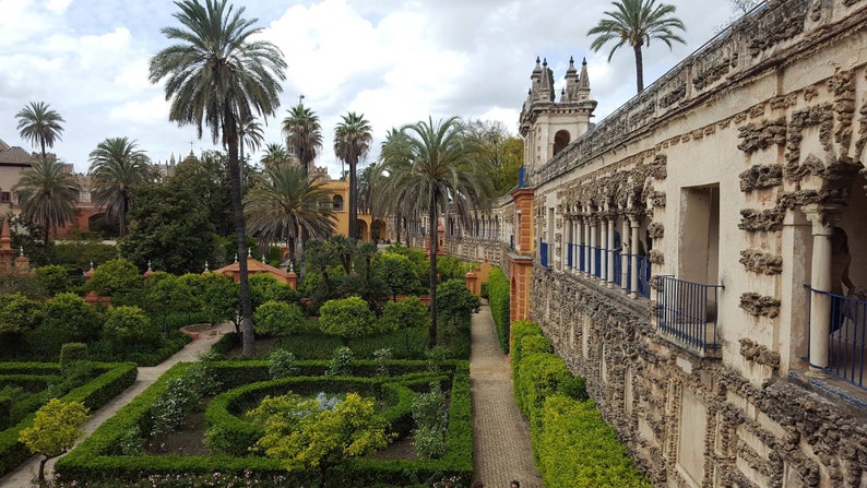 Printable Design of Seville's Iconic Alcazar Gardens Architecture - Etsy