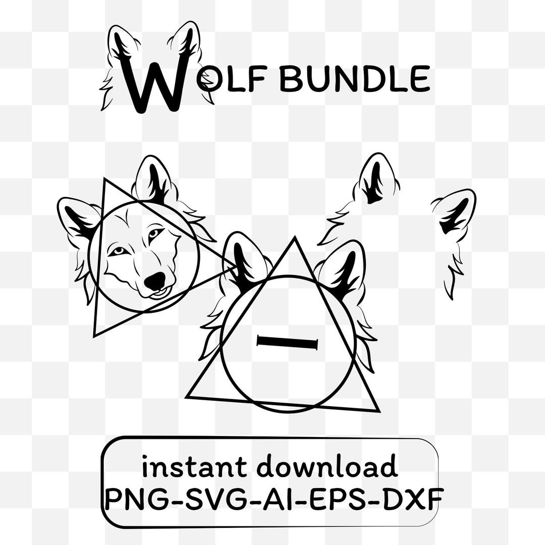 Wolf in the Therian Star in Png Svg AI EPS and DXF Formats. Wolf's Ears ...