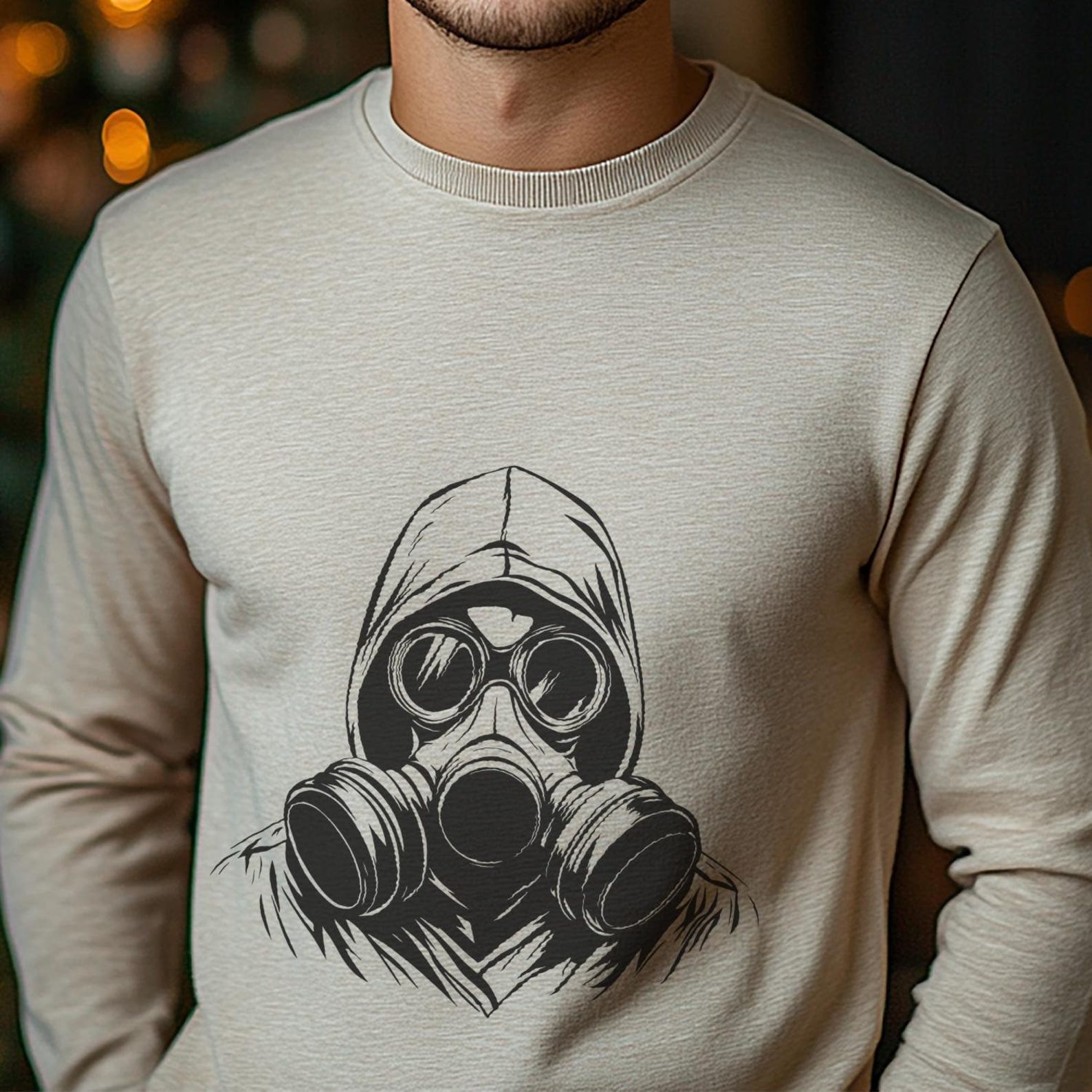 Gas Mask Svg. Silhouette for Laser Cutting Dxf, Biohazard. Digital ...