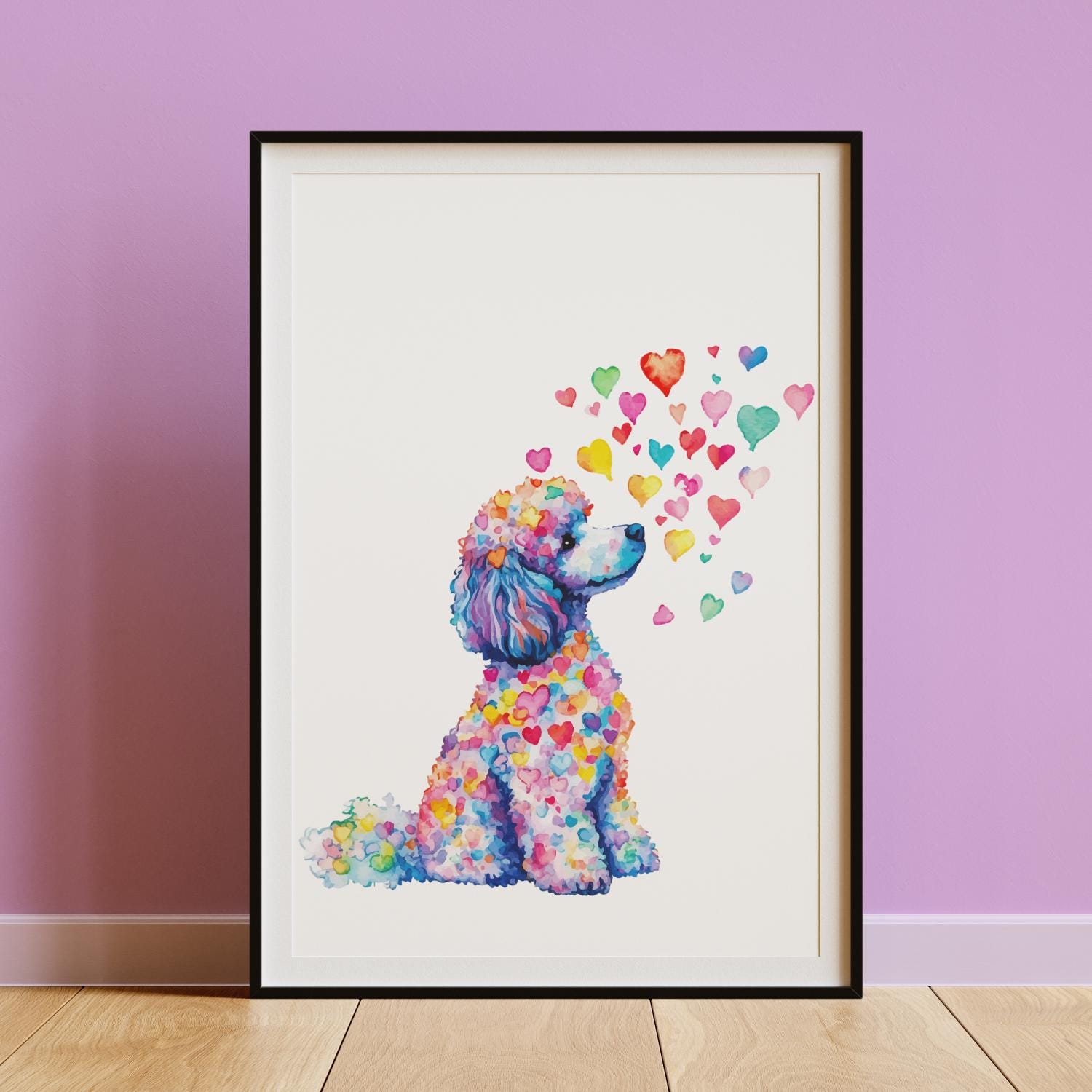 Pastel Dog Poodle With Hearts Png Svg File for Digital Download and ...