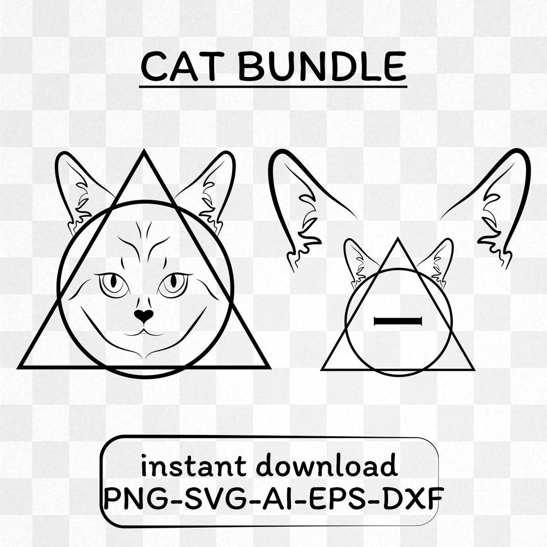 Cat in the Therian Star in Png Svg AI EPS and DXF Formats. Cat's Ears ...
