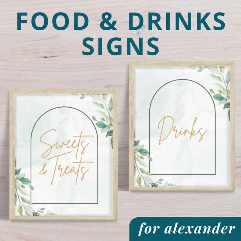 Editable Eucalyptus Shower Party Food Signs, Greenery Shower Drinks ...