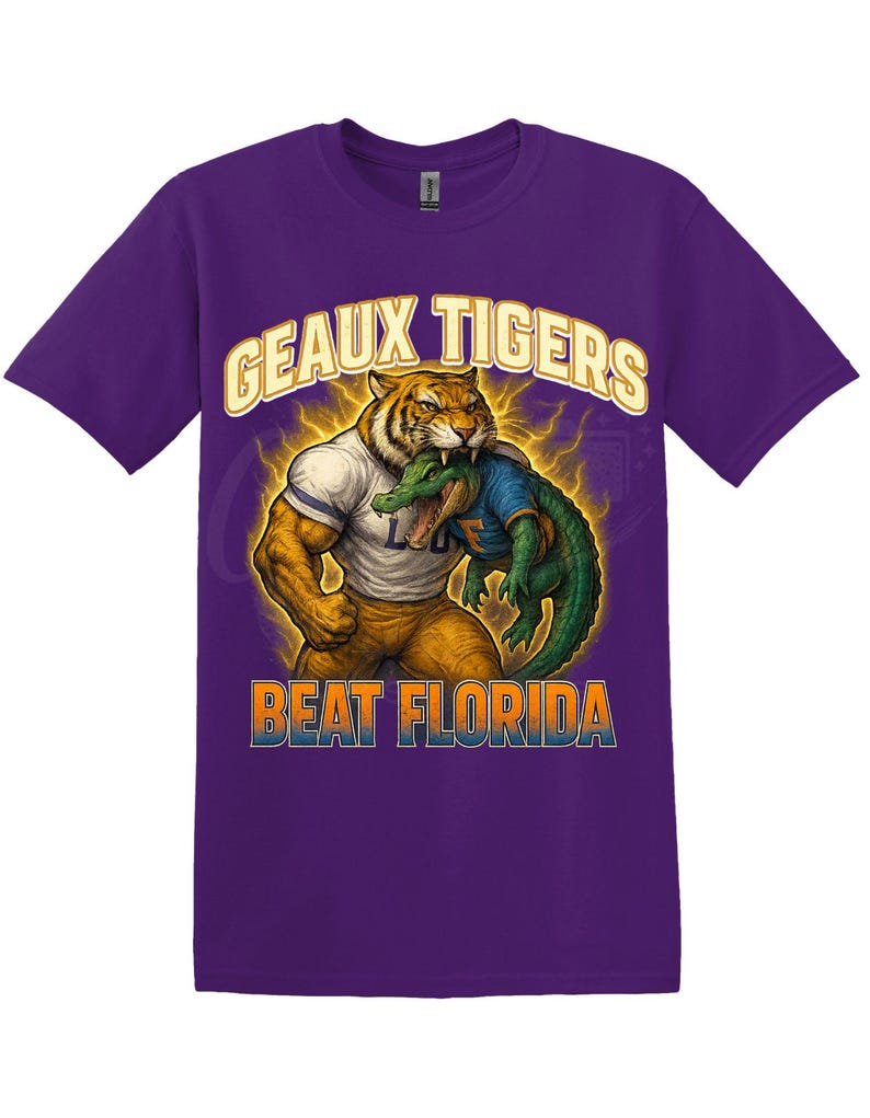 Comic-style Tiger Vs Gator Football Design | Rival Digital Shirt PNG ...