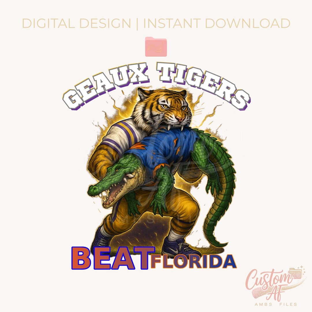 Fierce Tiger Biting Gator | College Football Rivalry | Gameday Digital ...