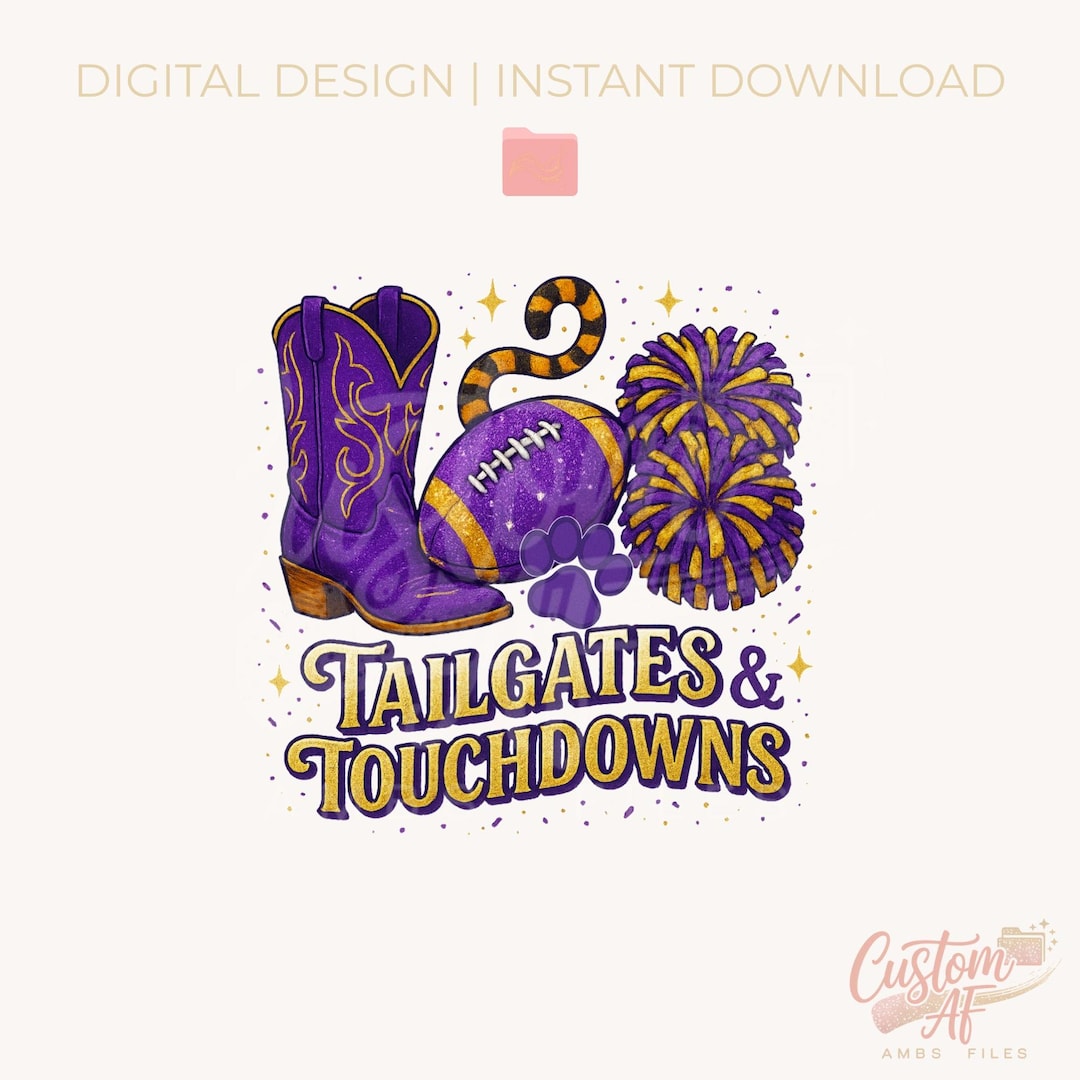 Tailgates & Touchdowns LSU Game Day PNG | Glitter Western Football ...