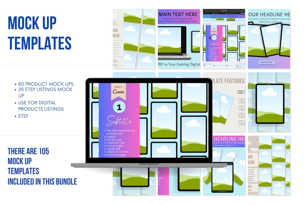 105 Etsy Listing Mockup Templates: Canva Editable, PLR MRR (DFY) - Etsy