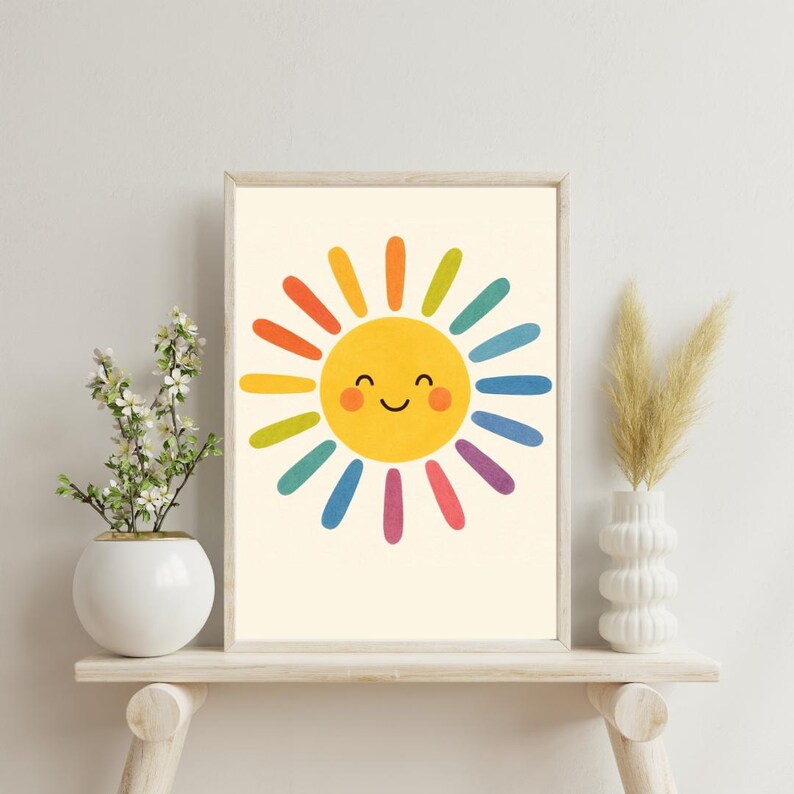 Boho Sun & Rainbow Nursery Art Prints (digital Download) - Etsy
