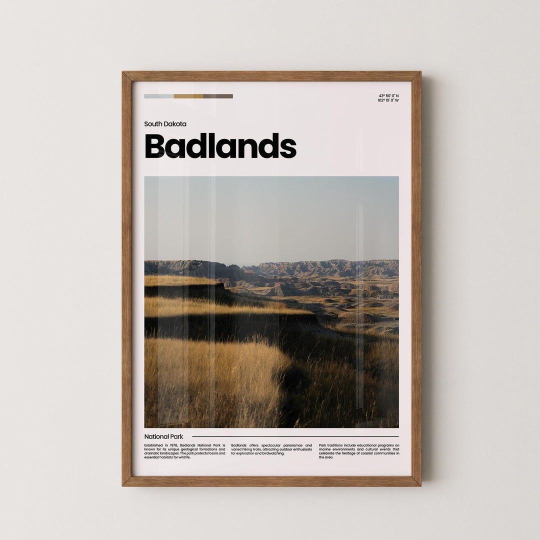 BADLANDS Travel Poster, Badlands Poster, Badlands Photo Poster ...